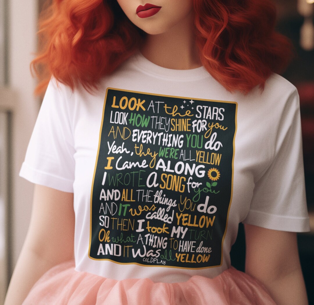 Coldplay Yellow Lyrics T-shirt, Music Lovers Shirt, Gift for Him Her ...