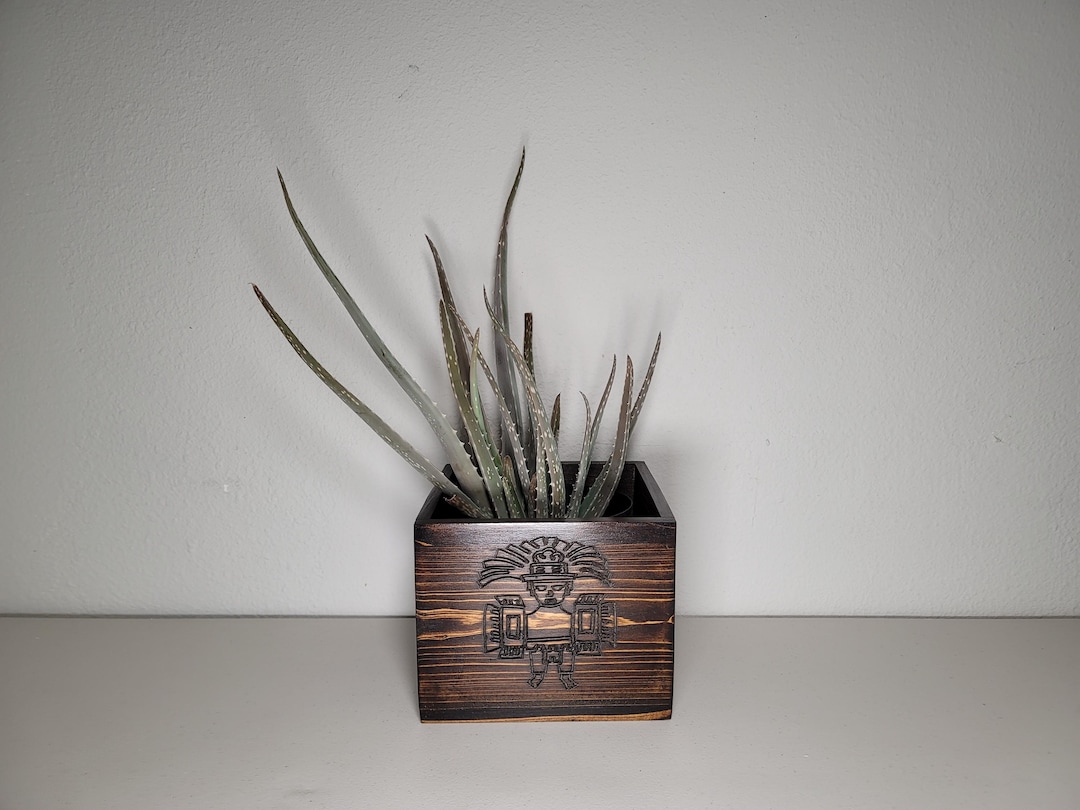 Planter Box, Aztec Carving, Handmade, Indoor/exterior, Great for Herbs ...