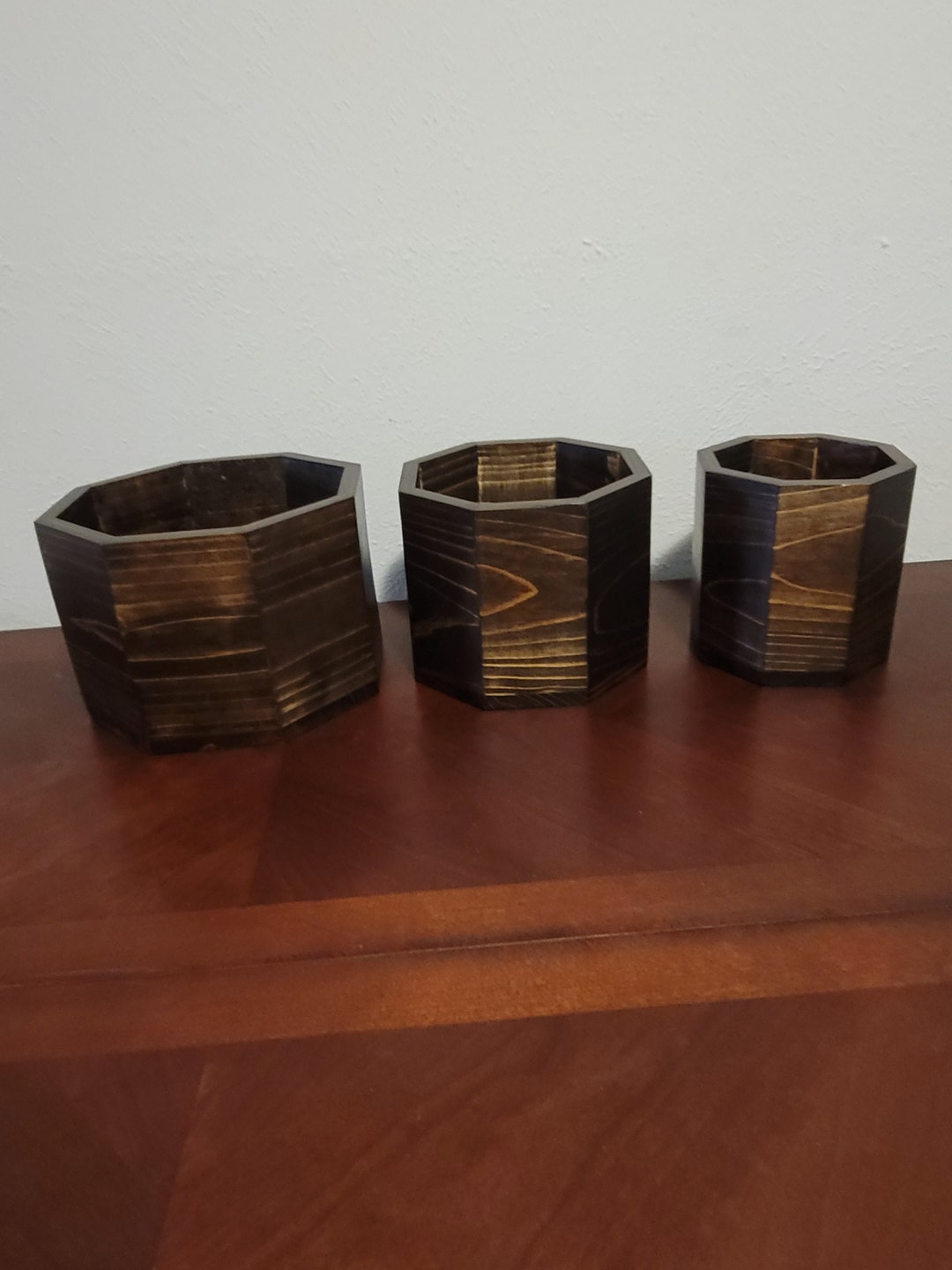 Cedar Wood Octagon Planters, Set of 3 - Etsy
