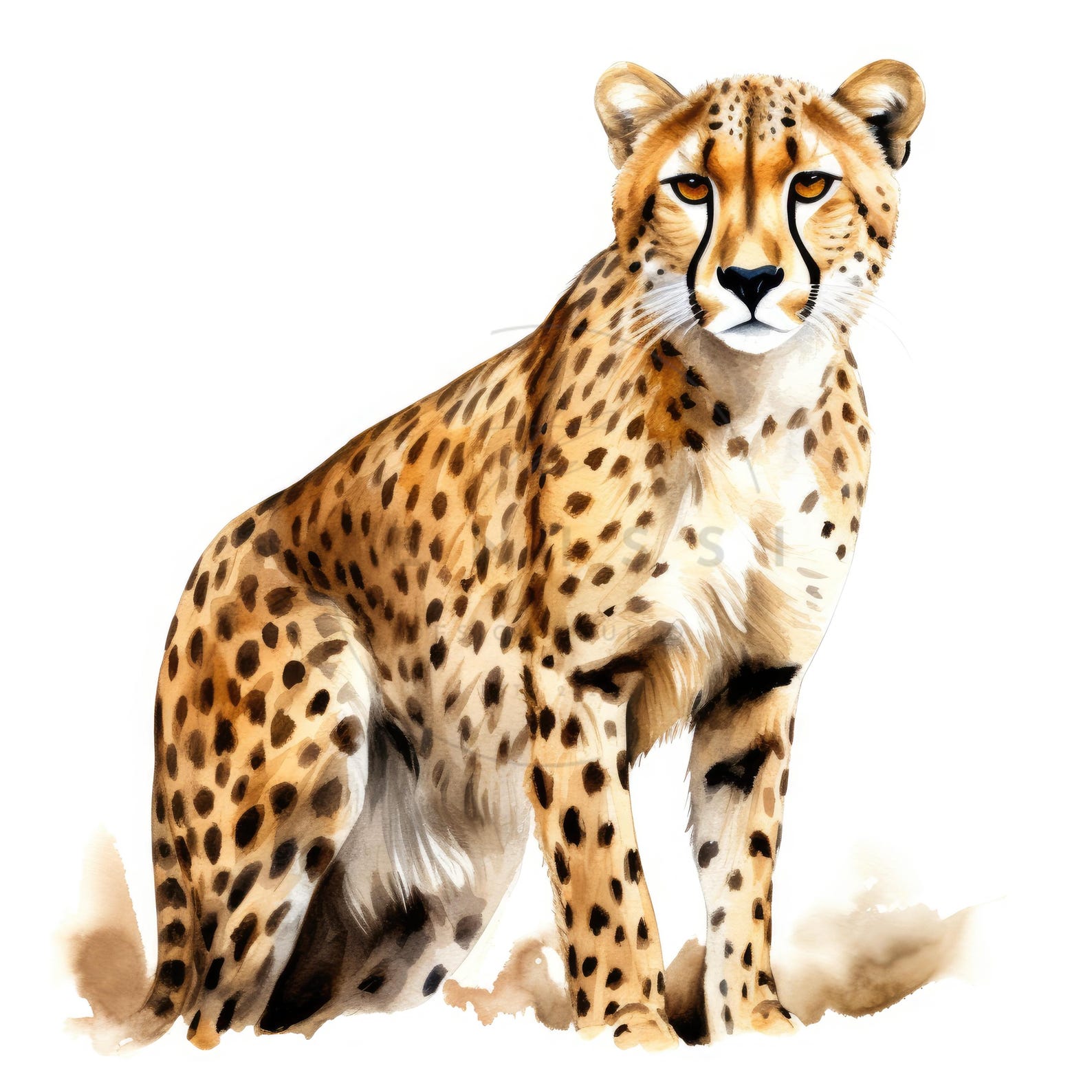 10 Cheetah Clipart, Watercolor Cheetah Print, Safari Animal Clipart ...