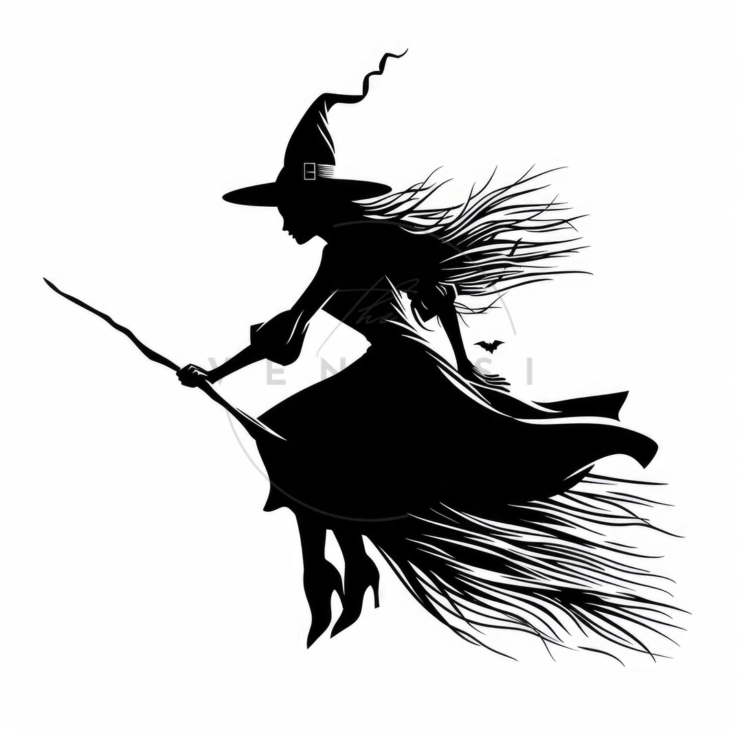 17 Witch on Broom Clipart, Halloween Witch Clipart, Printable High ...