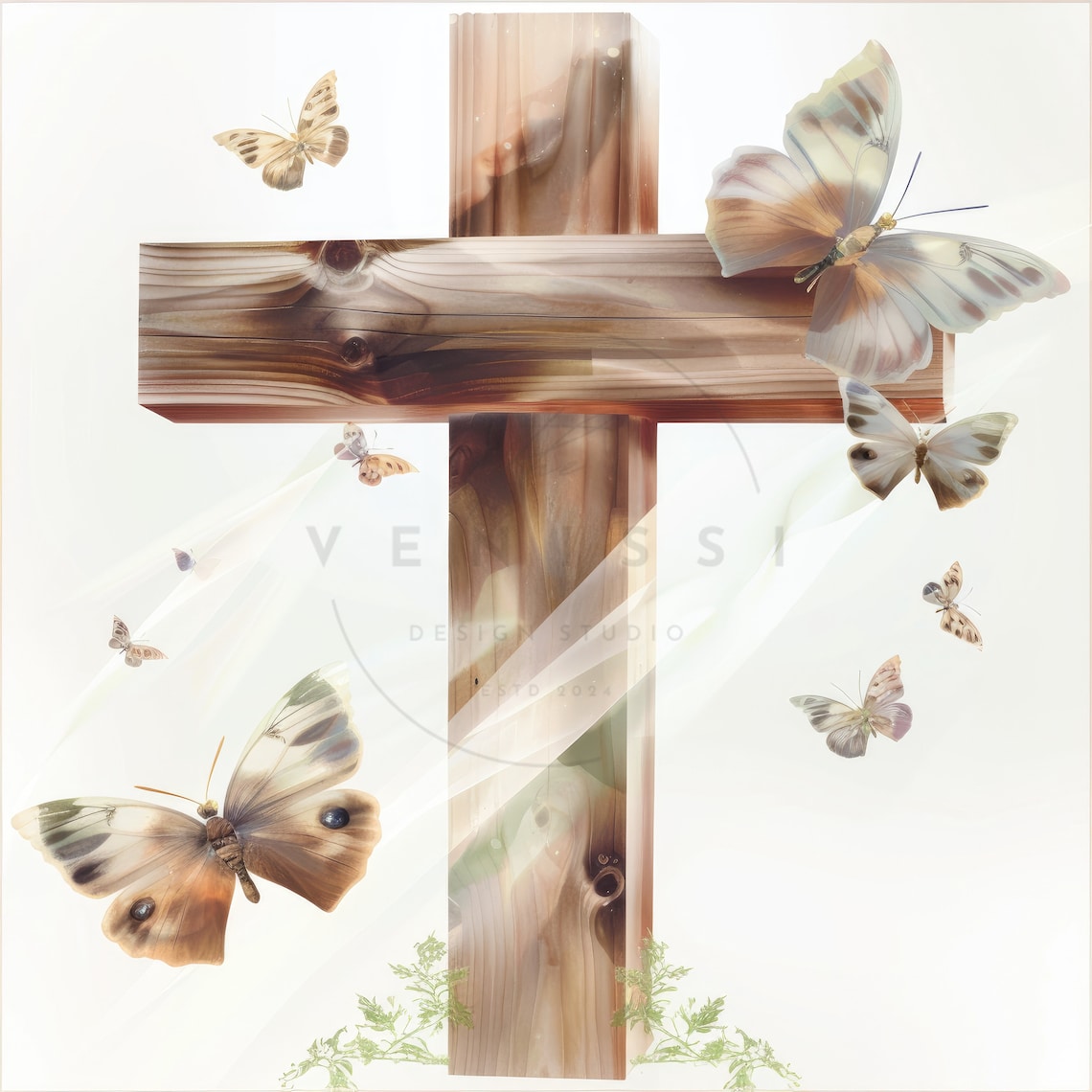 10 Cross With Butterflies Clipart, Crucifix Cross Clipart, Watercolor ...
