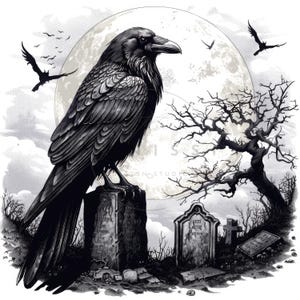 15 Cemetery Crow Clipart, Crow at Graveyard Clipart, Printable High ...