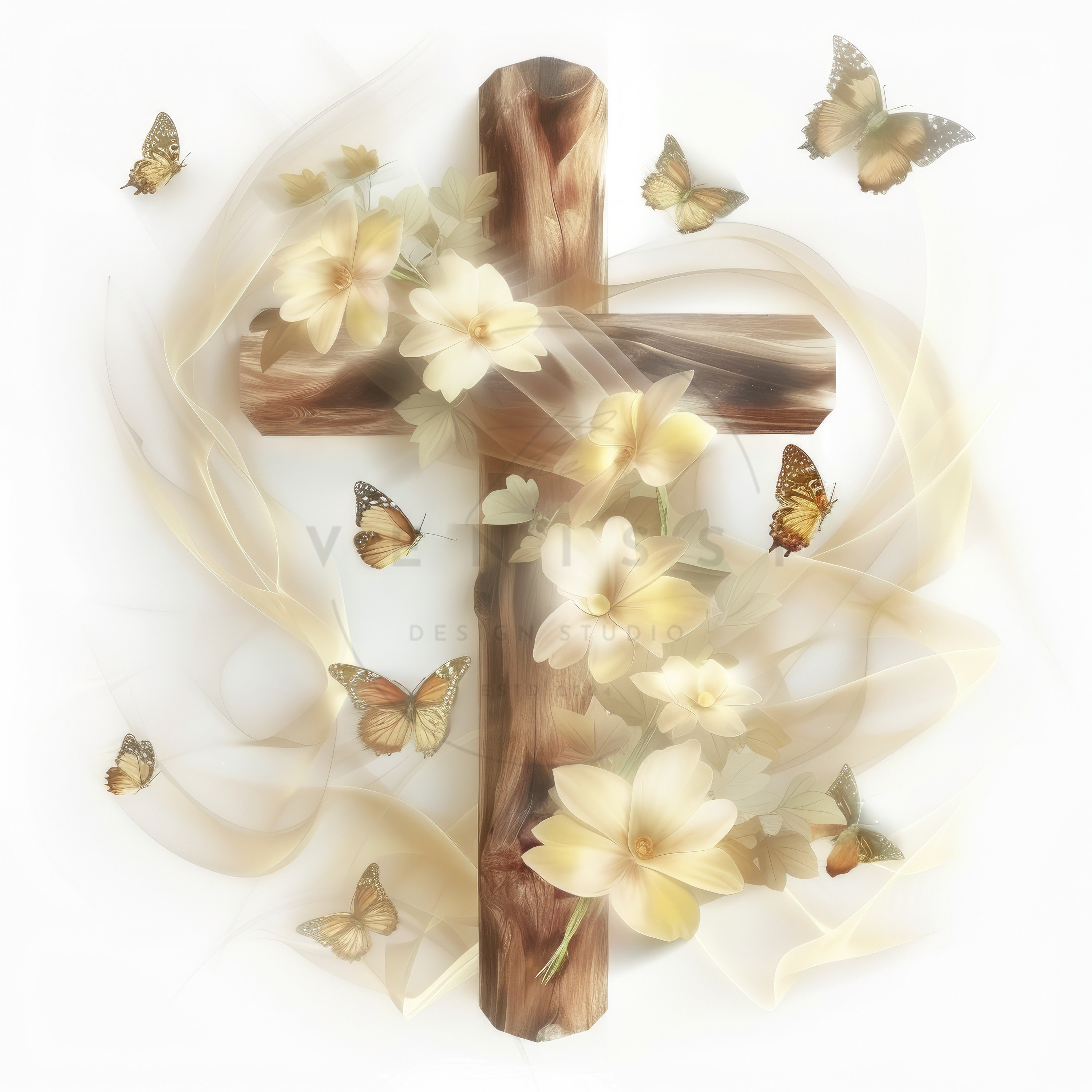 11 Easter Christian Crucifix Cross Clipart, Watercolor Cross Floral ...