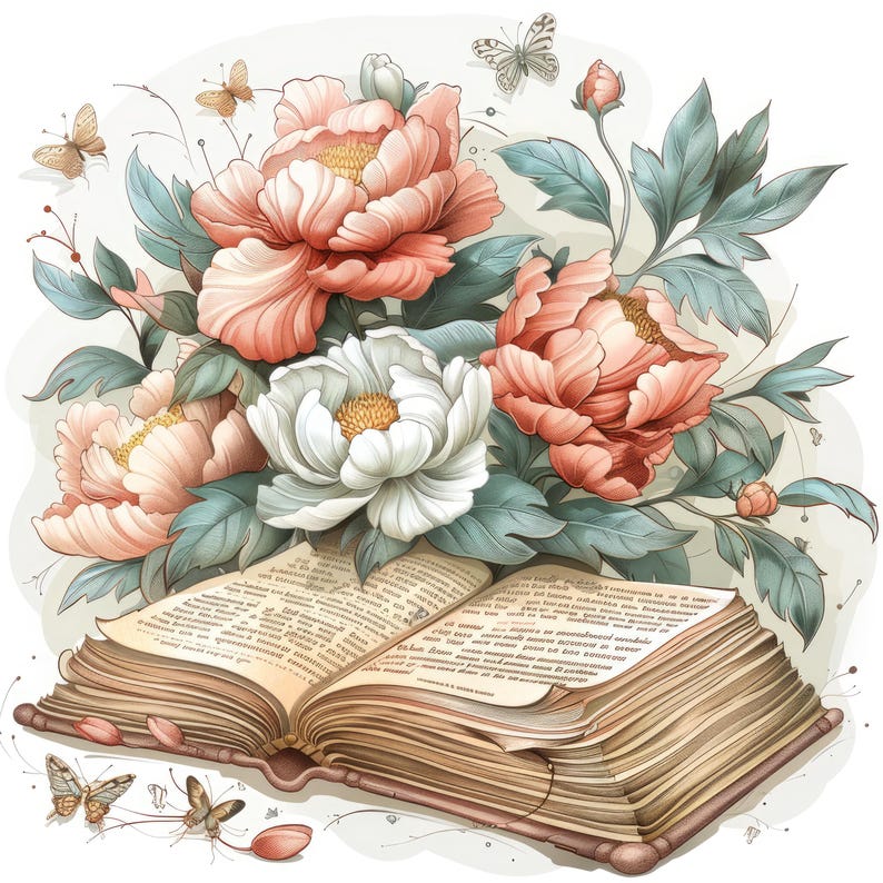 12 Holy Bible With Flowers and Butterflies Clipart, Christian Clipart ...