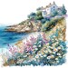 12 French Floral Coast Clipart, Watercolor French Coast Clip Art ...