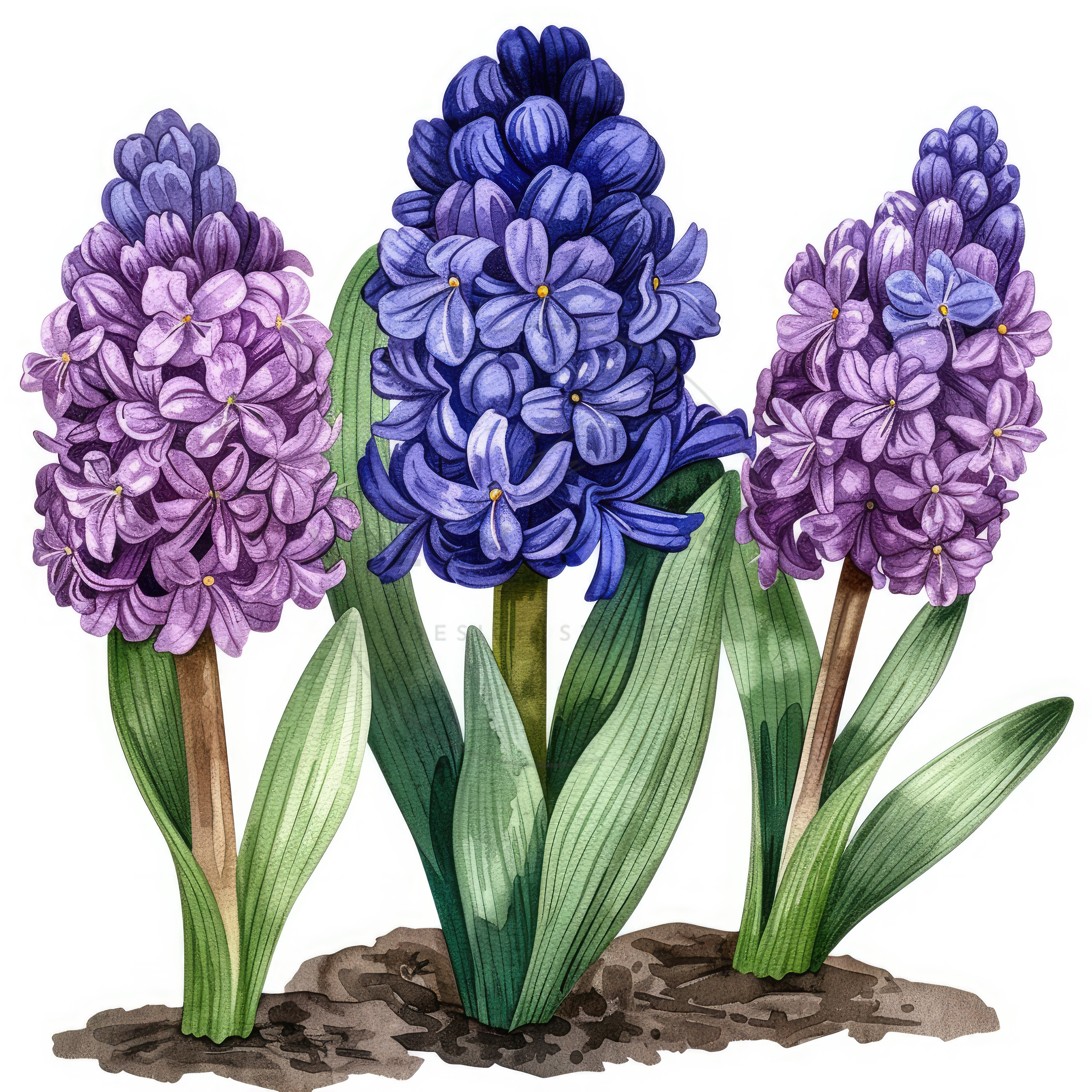 11 Watercolor Hyacinth Clipart Pack, Spring Flowers Clipart, Printable ...