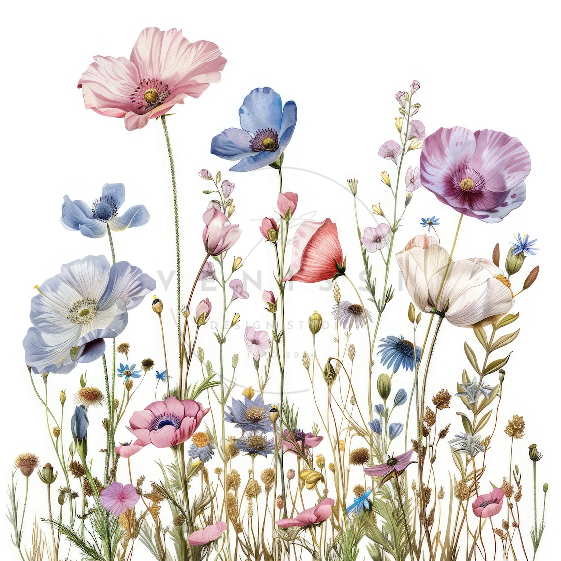 11 Vintage Wildflowers Clipart Bundle, Spring Flowers Clipart Set ...