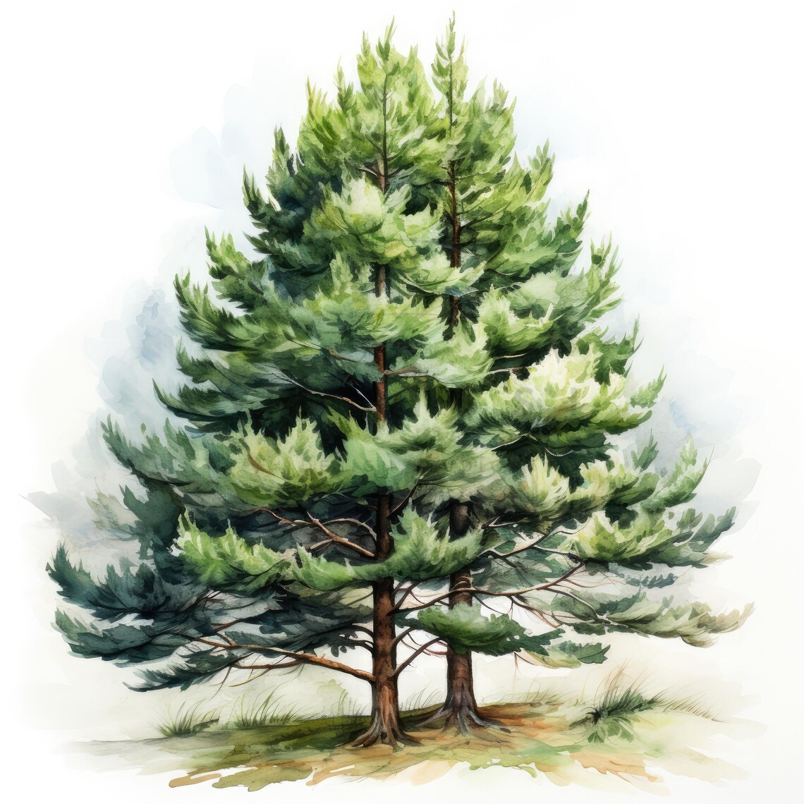 15 Pine Tree Clipart, Watercolor Forest Clip Art, Pine Tree Forest ...