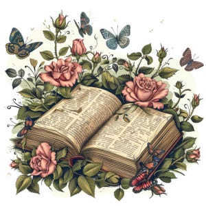 12 Holy Bible With Flowers and Butterflies Clipart, Christian Clipart ...