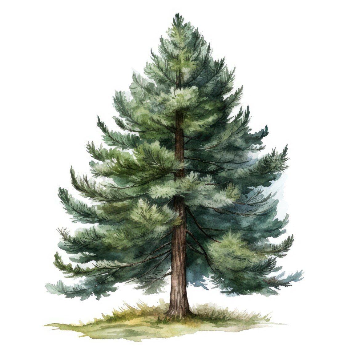 15 Pine Tree Clipart, Watercolor Forest Clip Art, Pine Tree Forest ...