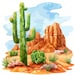 12 Watercolor Cactus in Desert Landscape Clipart Set, Desert Plant ...