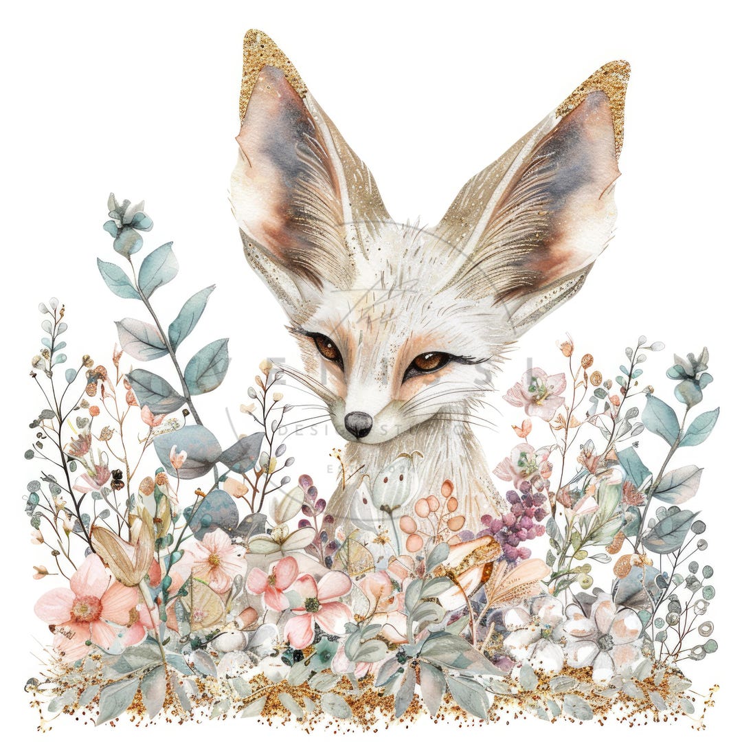 16 Fennec Fox Clipart Pack, Watercolor Fox Clip Art, Printable High ...