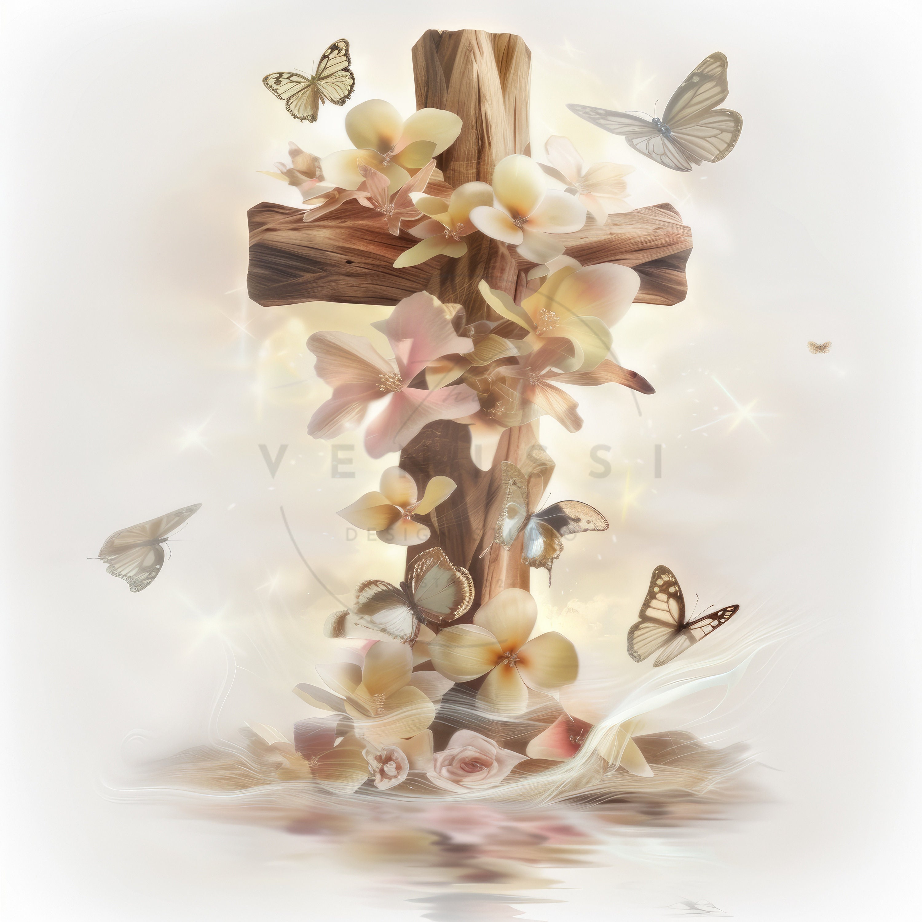 10 Cross With Butterflies Clipart, Crucifix Cross Clipart, Watercolor ...