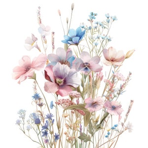 12 Vintage Wildflowers Clipart Bundle, Spring Flowers Clipart Set ...