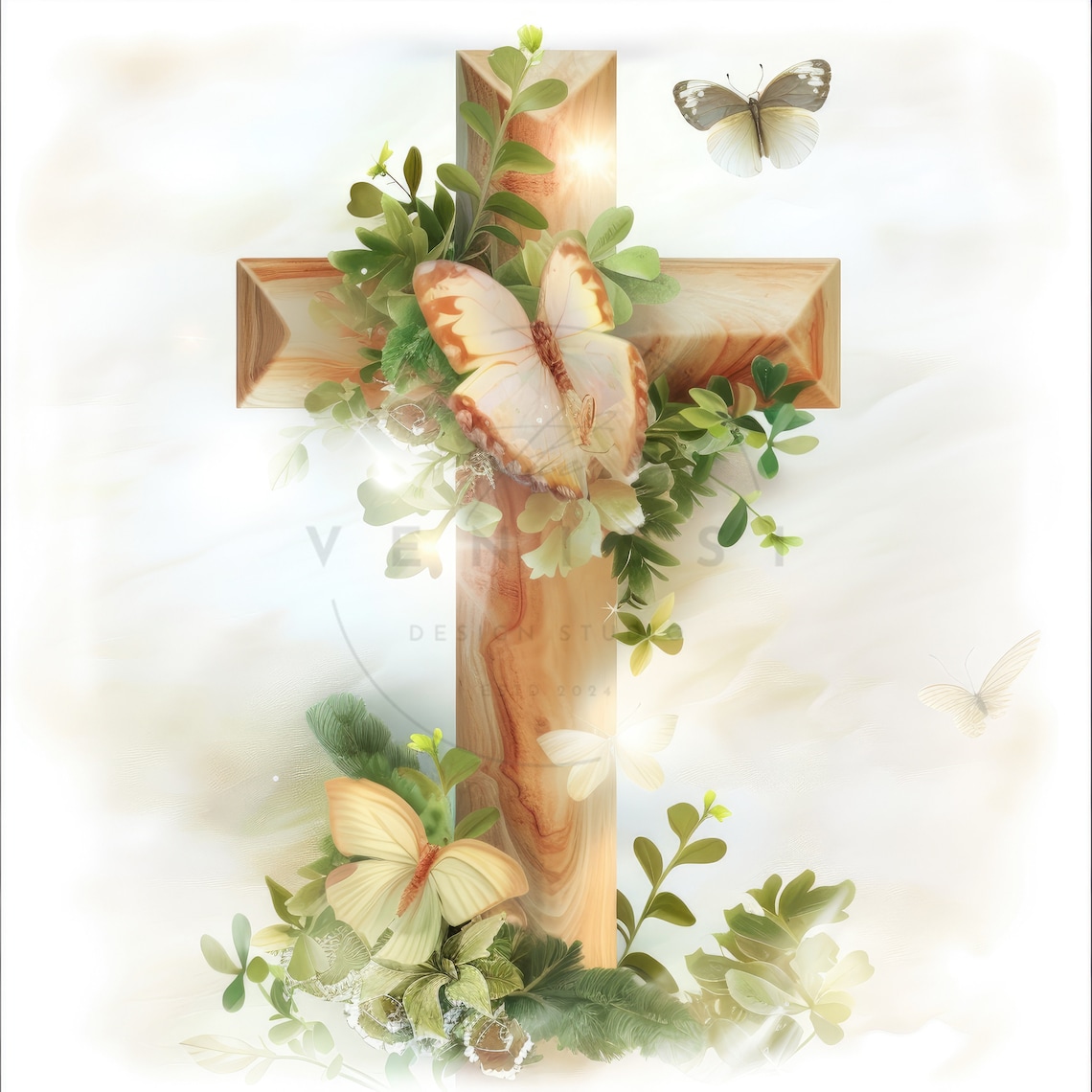 11 Easter Christian Crucifix Cross Clipart, Watercolor Cross Floral ...