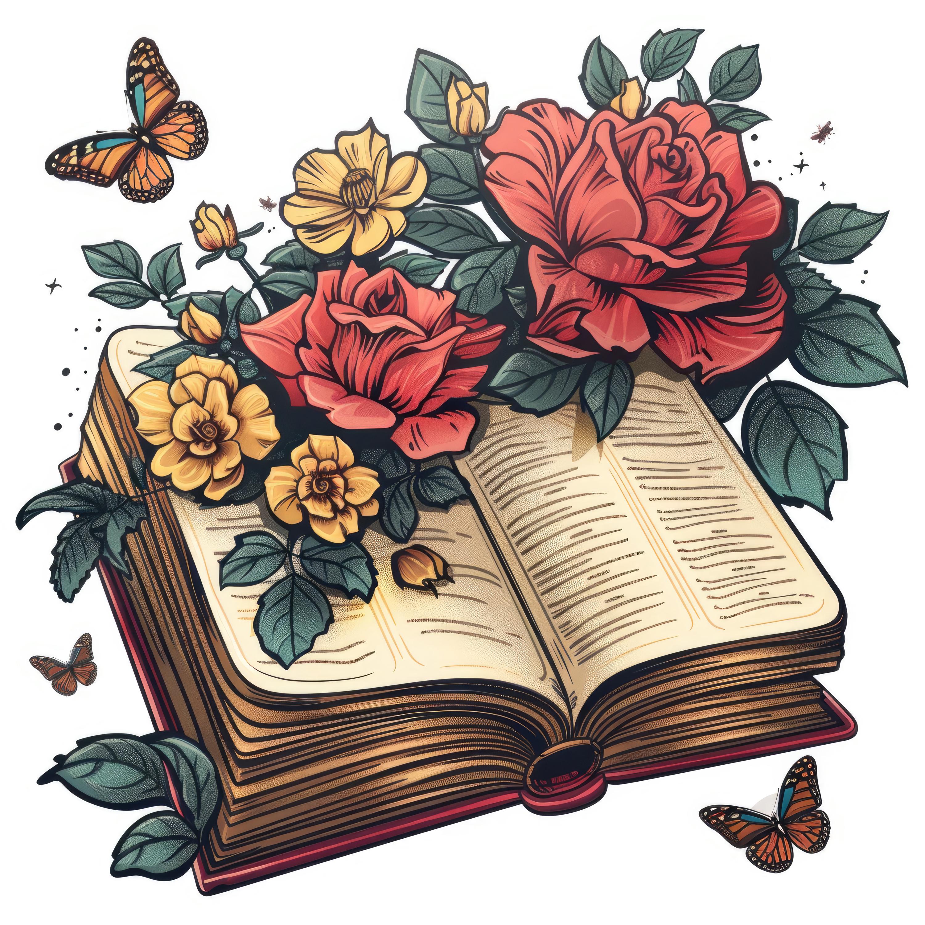 12 Holy Bible With Flowers and Butterflies Clipart, Christian Clipart ...