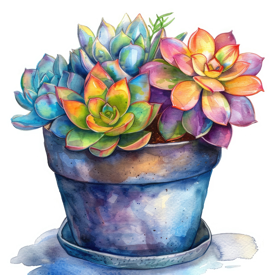 12 Succulents in Pot Clipart Pack, Watercolor Succulent Sublimation ...