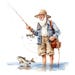 8 Old Man Fishing Clipart, Watercolor Man Fishing Clipart, Printable ...