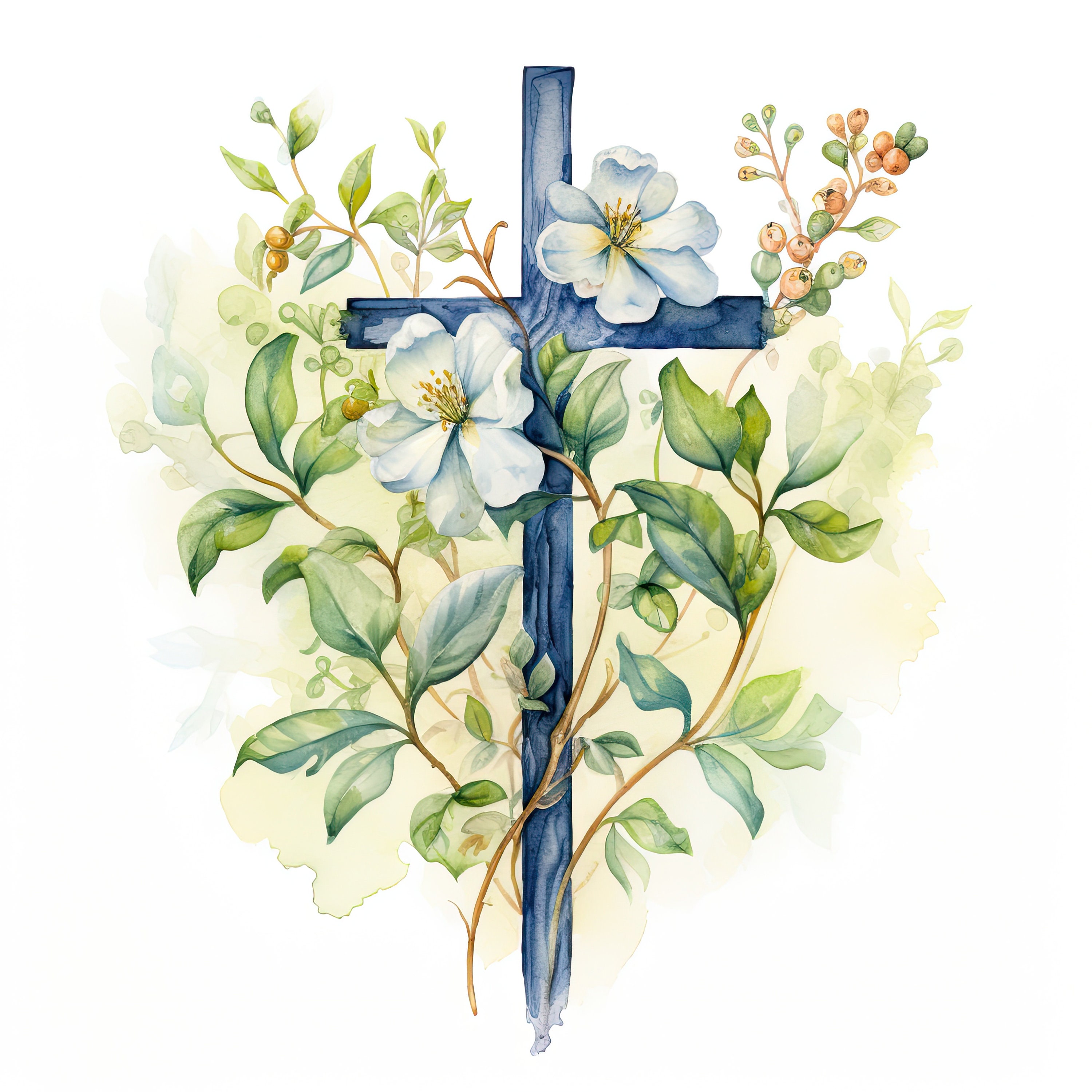 23 Easter Christian Crucifix Cross Clipart, Jpgs, Spring, Watercolor ...