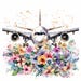 13 Floral Airplane With Gold Clipart, Watercolor Aircraft Clipart ...
