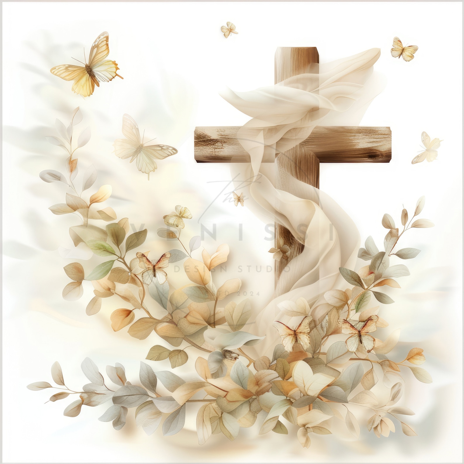 11 Easter Christian Crucifix Cross Clipart, Watercolor Cross Floral ...