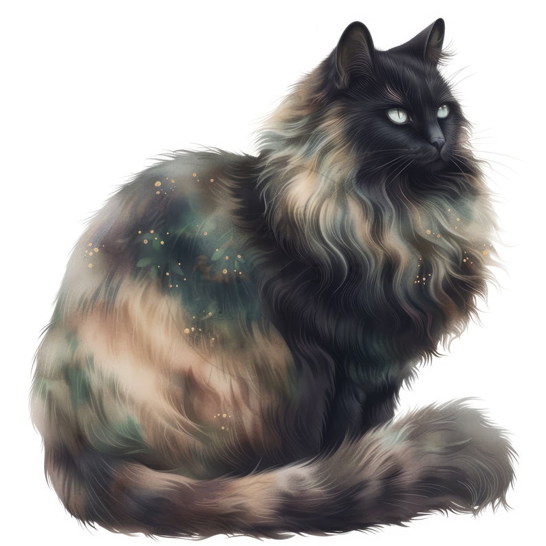 10 Floral Cat Clipart Set, Cute Cat Cliparts, High Quality Jpgs ...