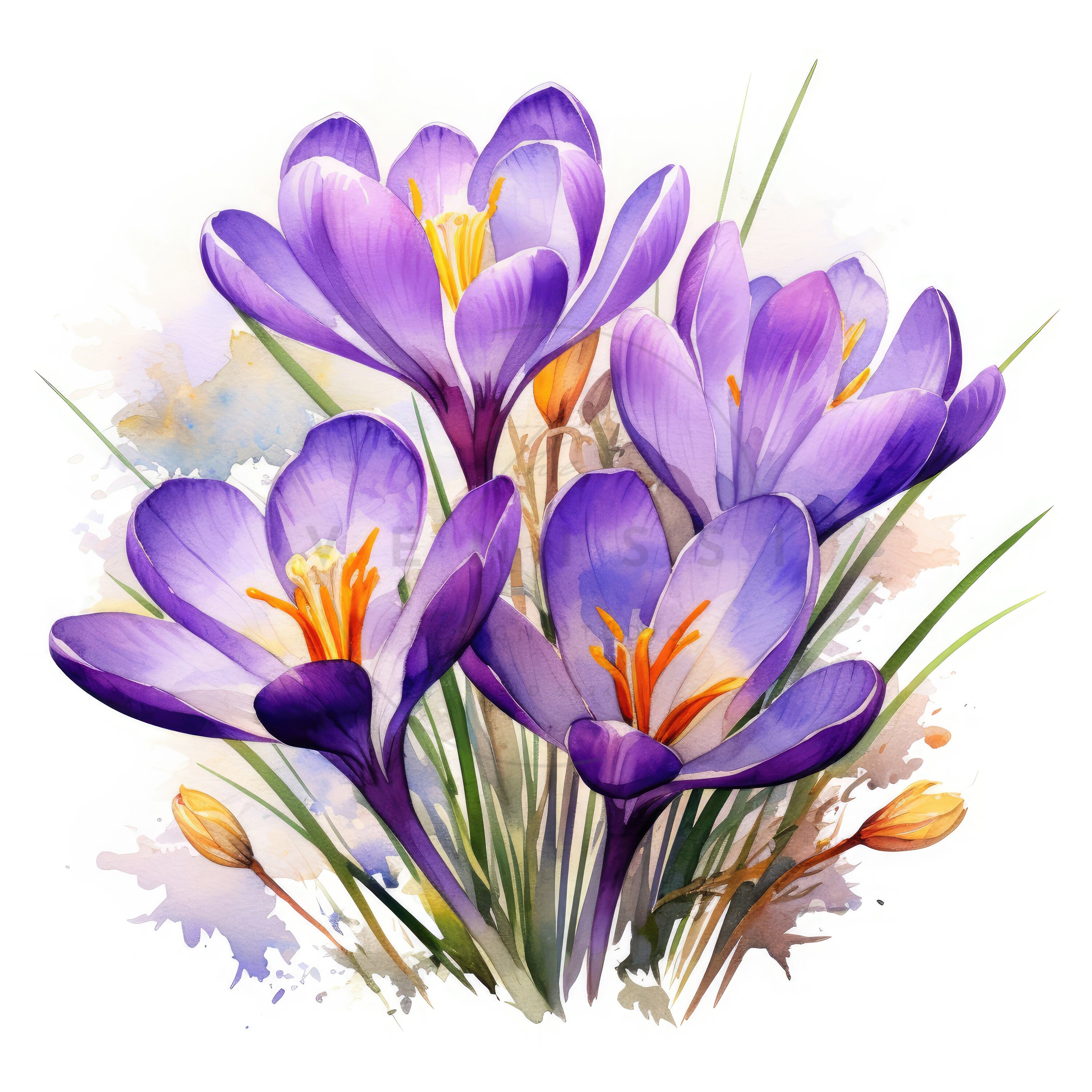 20 Watercolor Crocus Flowers Clipart Bundle, Spring Crocus Clipart Set ...
