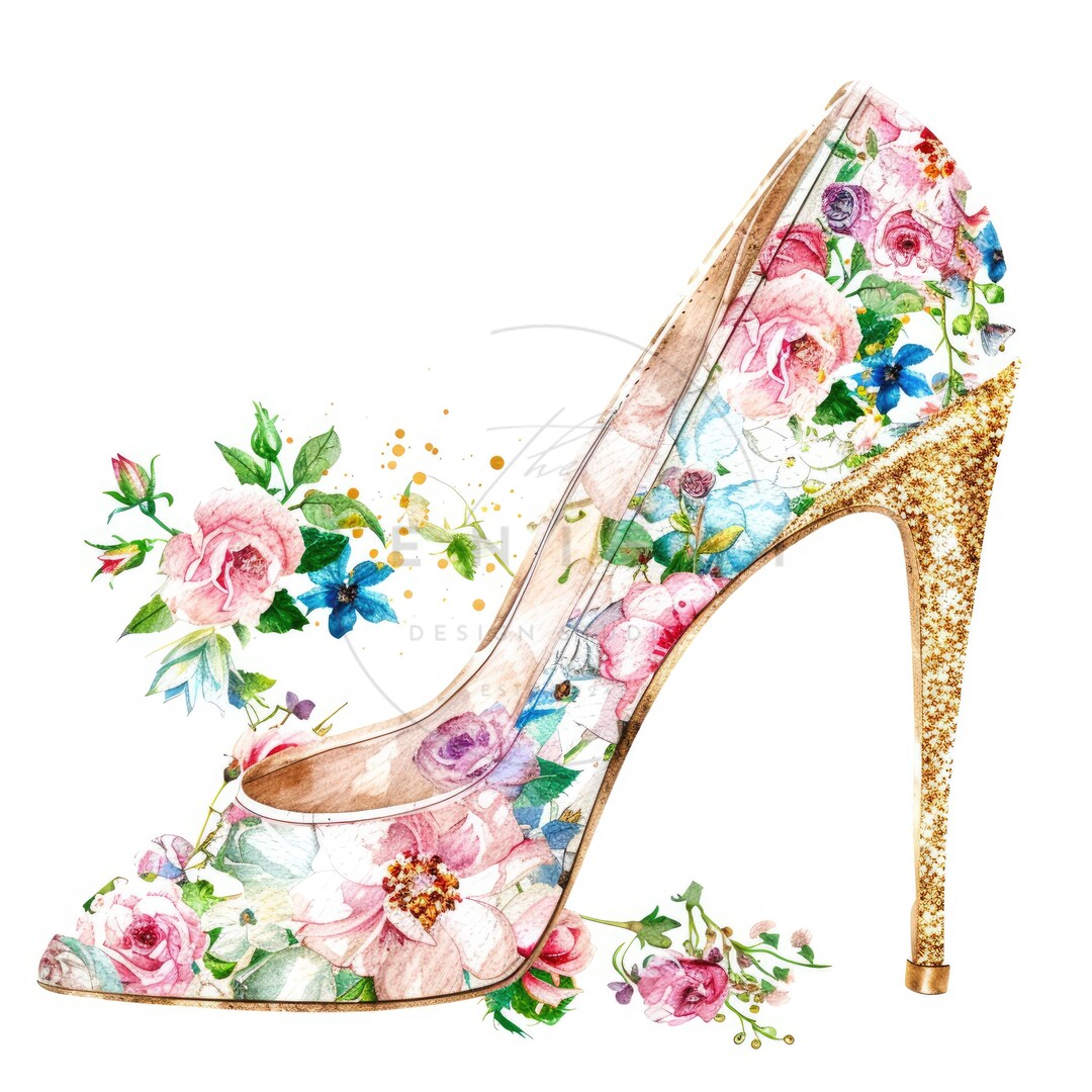 11 Floral High Heel Shoes Clipart, Fashion Shoes Print, Printable High ...