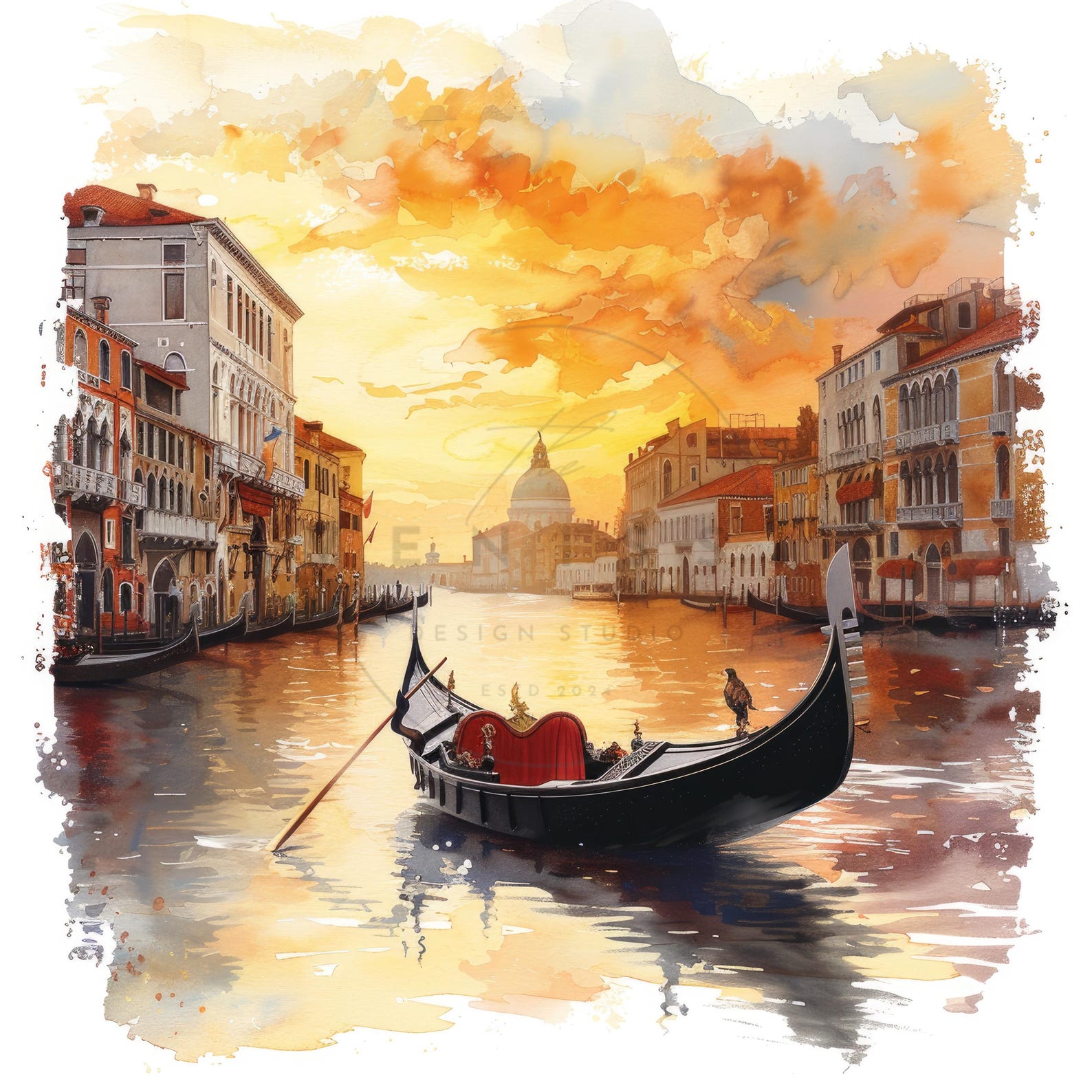 11 Venice in Italy Clipart, Gondolas Images, Printable Watercolor ...