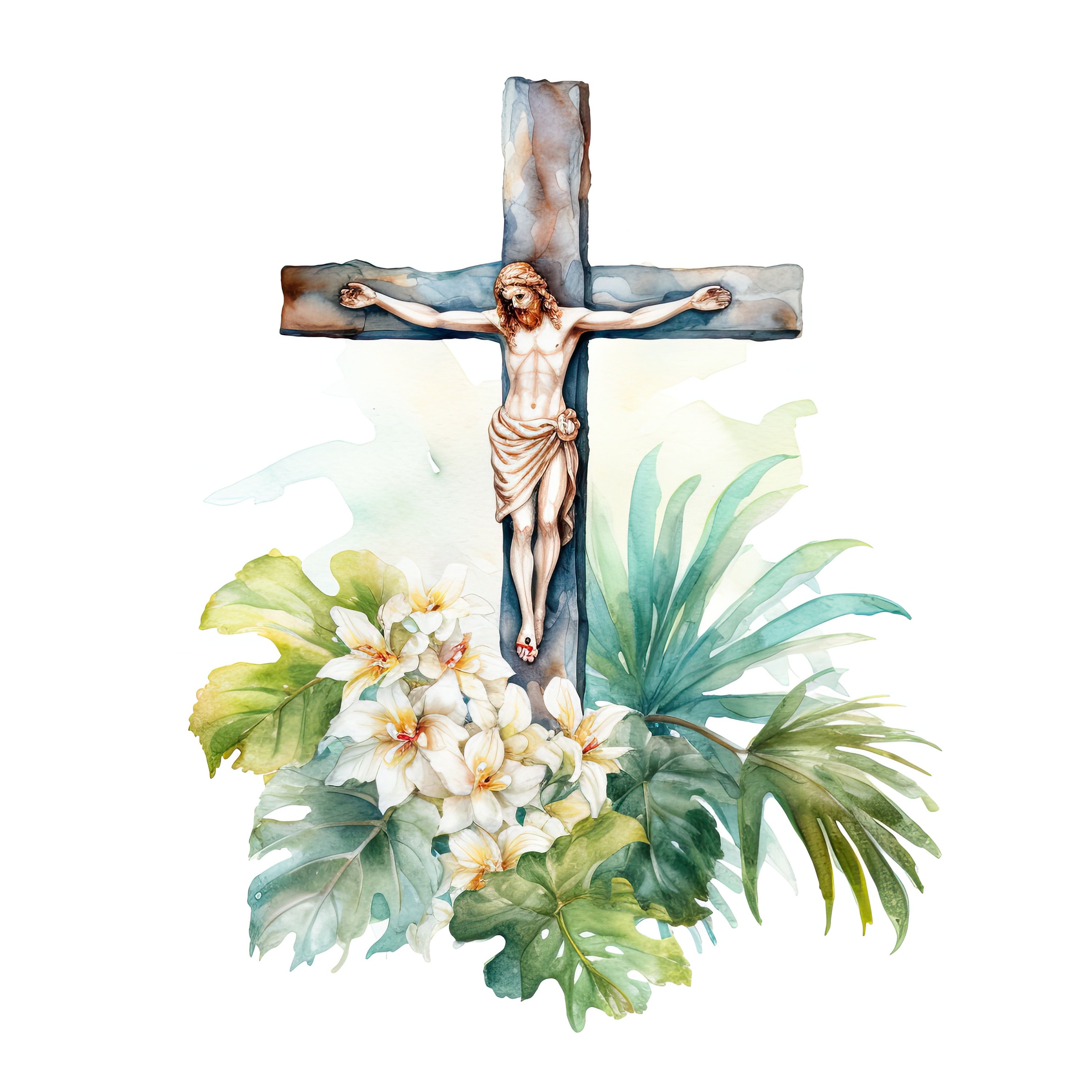 23 Easter Christian Crucifix Cross Clipart, Jpgs, Spring, Watercolor ...