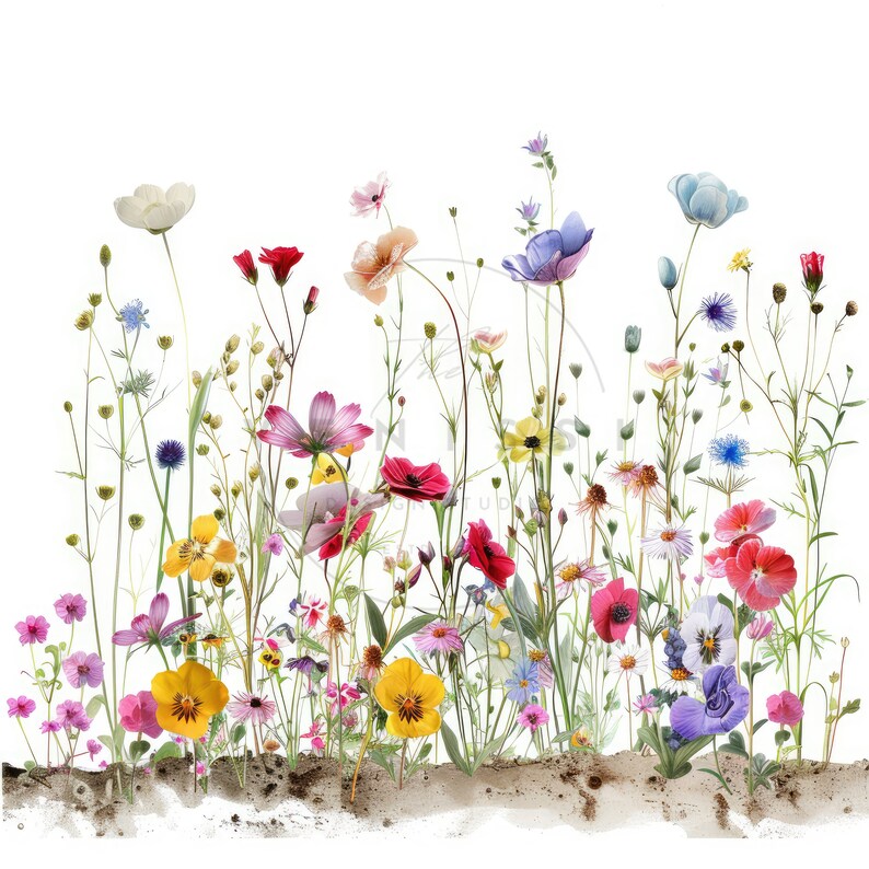 11 Vintage Wildflowers Clipart Bundle, Spring Flowers Clipart Set ...