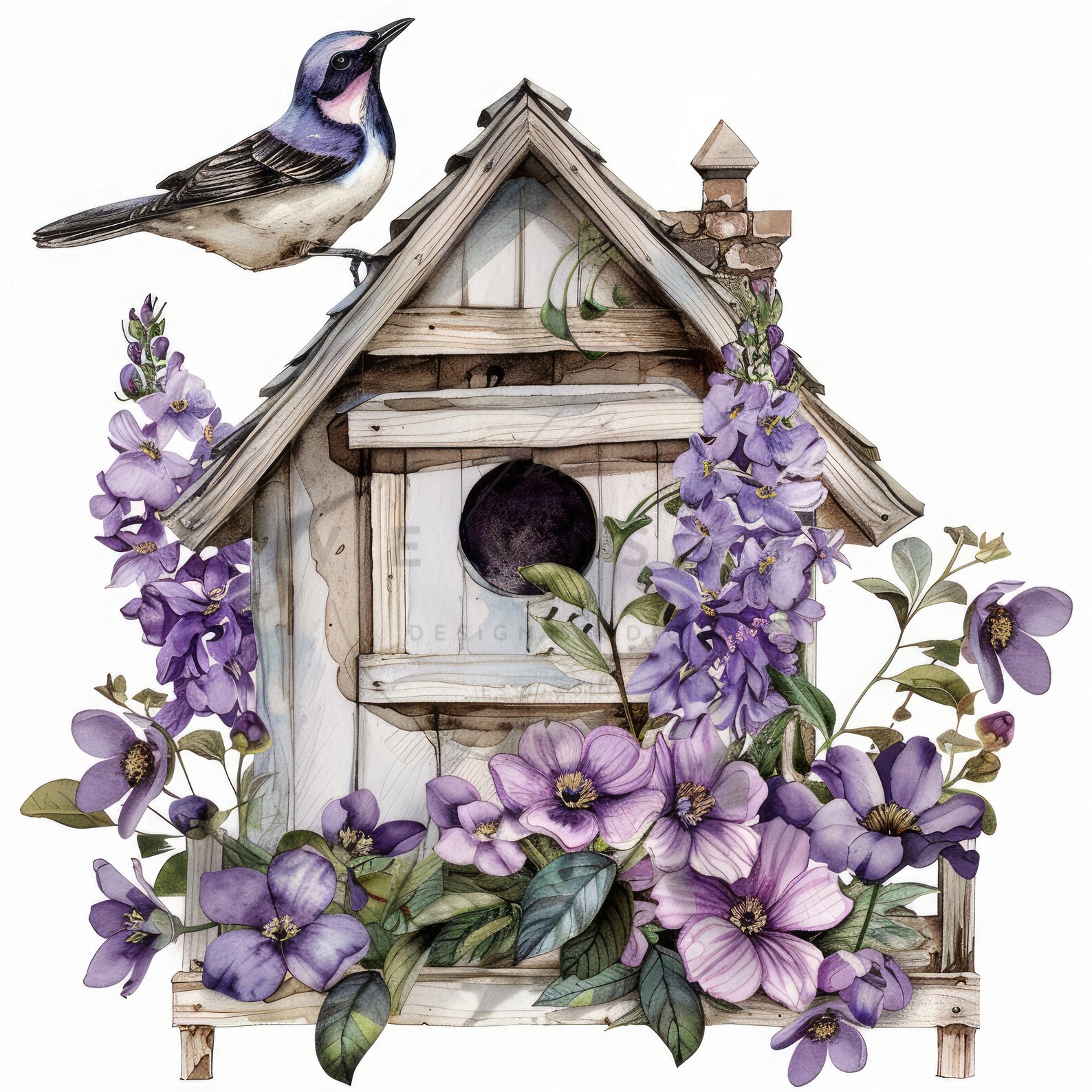 12 Vintage Bird House Clipart Pack, Watercolor Bird House Clip Art ...