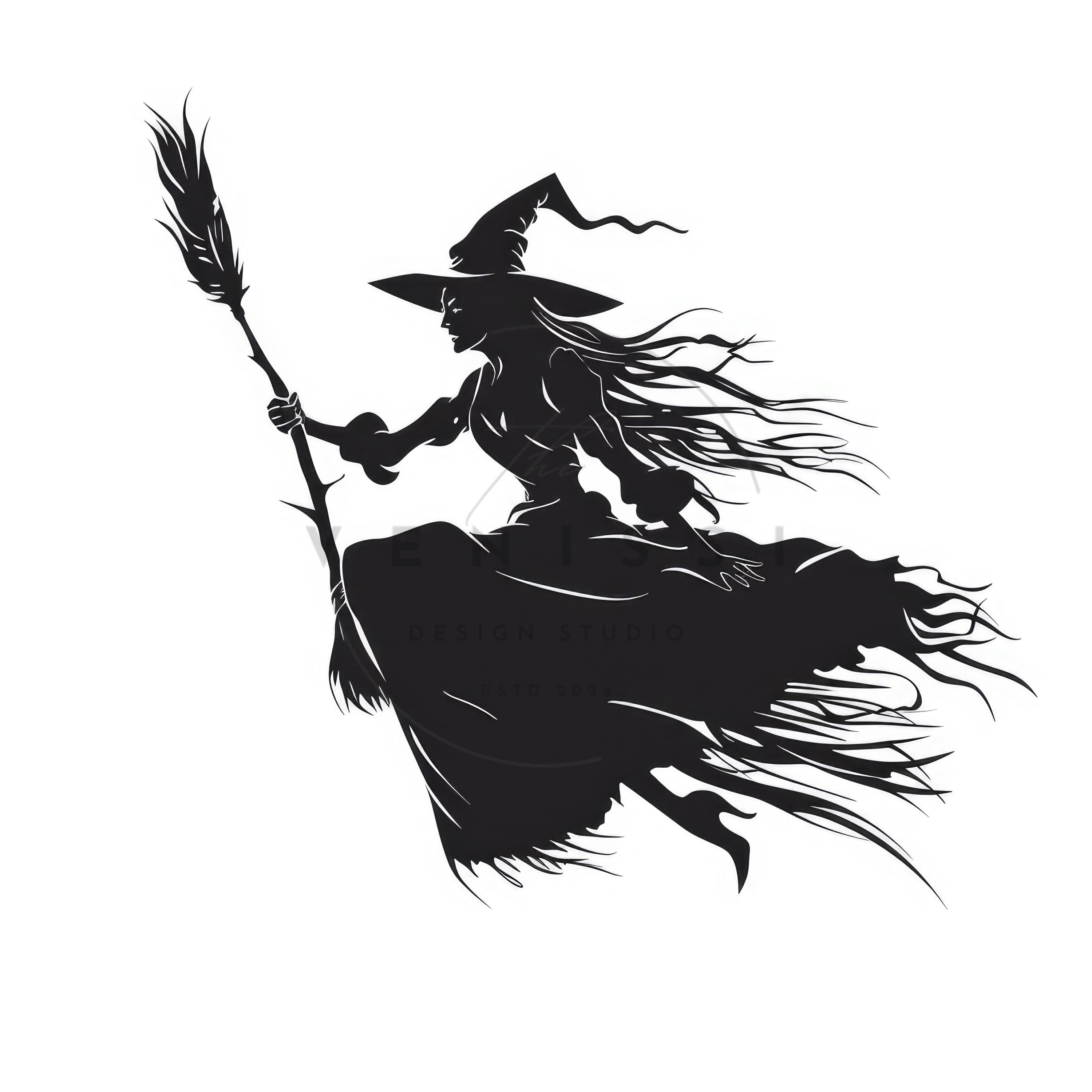 17 Witch on Broom Clipart, Halloween Witch Clipart, Printable High ...