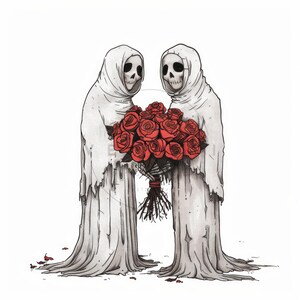 20 Ghosts With Roses Clipart, Halloween Watercolor Ghosts Clipart ...