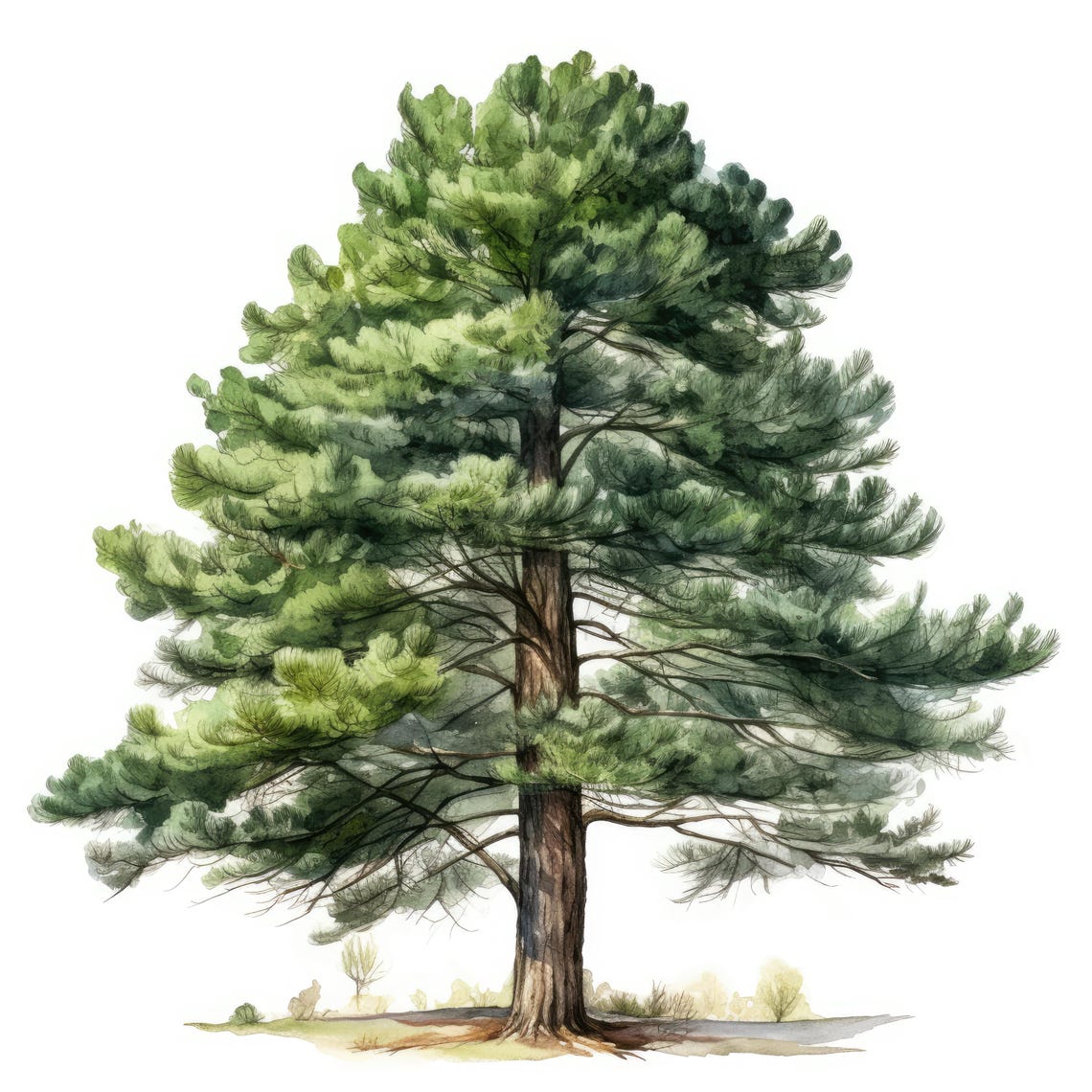15 Pine Tree Clipart, Watercolor Forest Clip Art, Pine Tree Forest ...