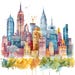 10 New York City Panorama Clipart, Watercolor New York Clipart ...