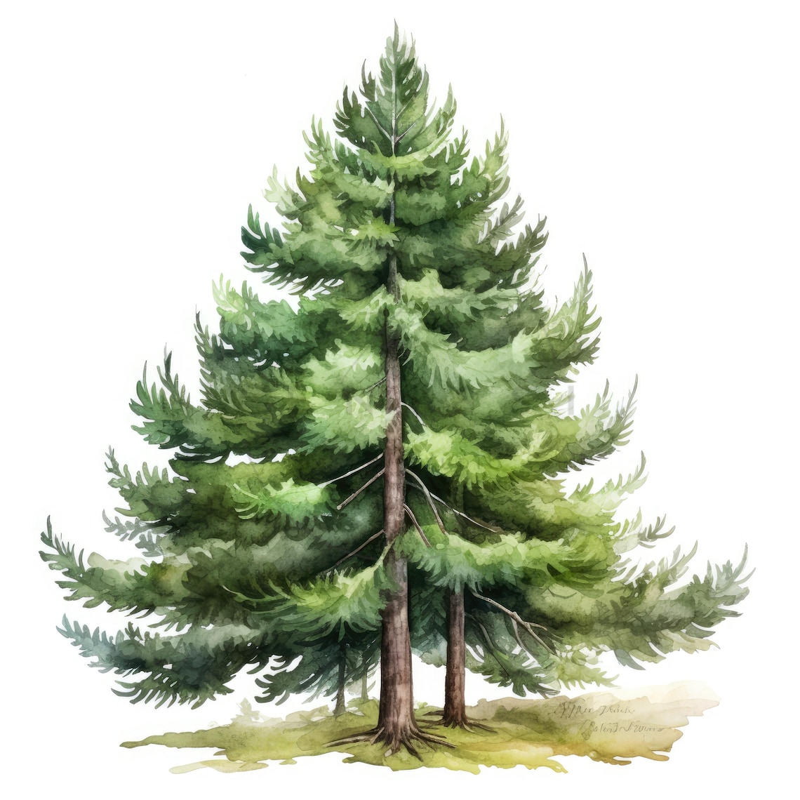 15 Pine Tree Clipart, Watercolor Forest Clip Art, Pine Tree Forest ...
