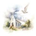 23 Dove Clipart Watercolor Dove Flying Above A Church Clipart, High ...