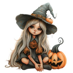 10 Little Witch Clipart, Halloween Witch With Pumpkin Clipart ...