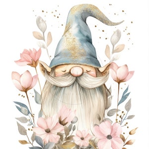 16 Cute Gnome With Glitter and Flower Clipart Jpgs, Gnome Sublimation ...