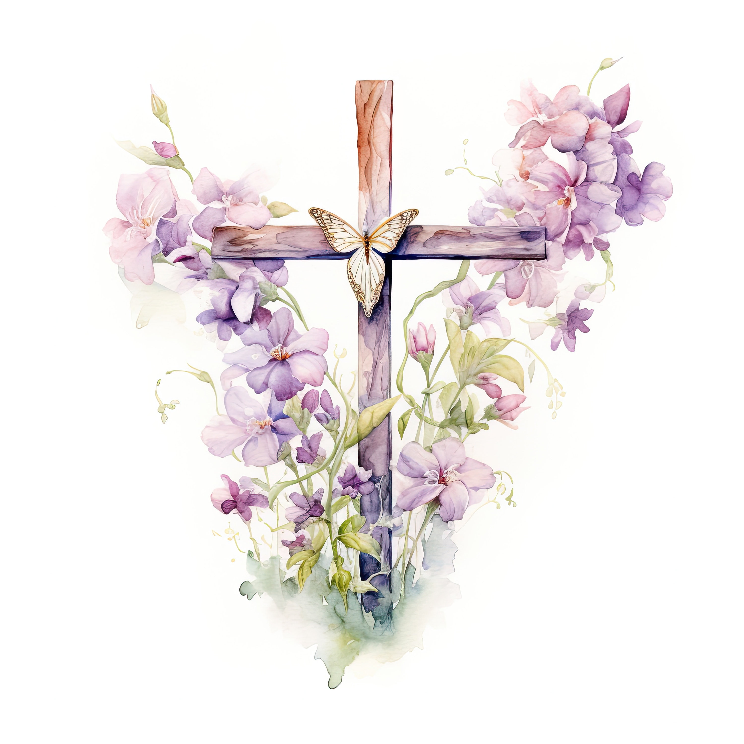 23 Easter Christian Crucifix Cross Clipart, Jpgs, Spring, Watercolor ...