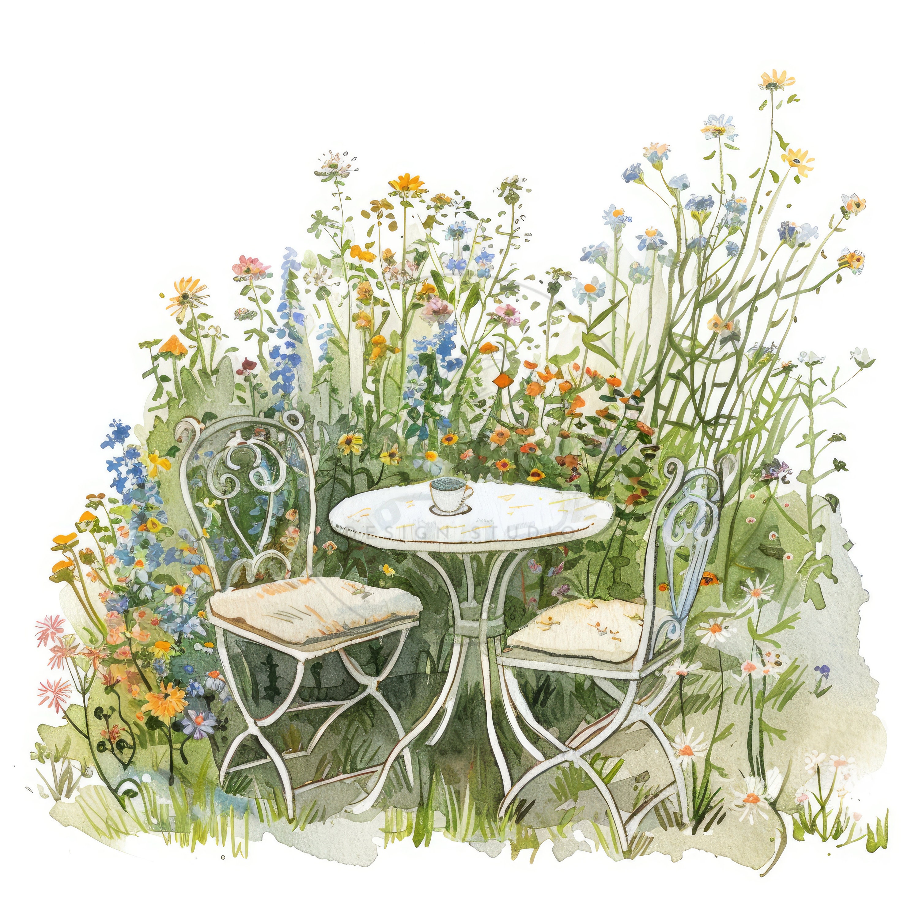 13 Tea Spot Clipart Pack, Watercolor Tea in Garden Clip Art, Printable ...