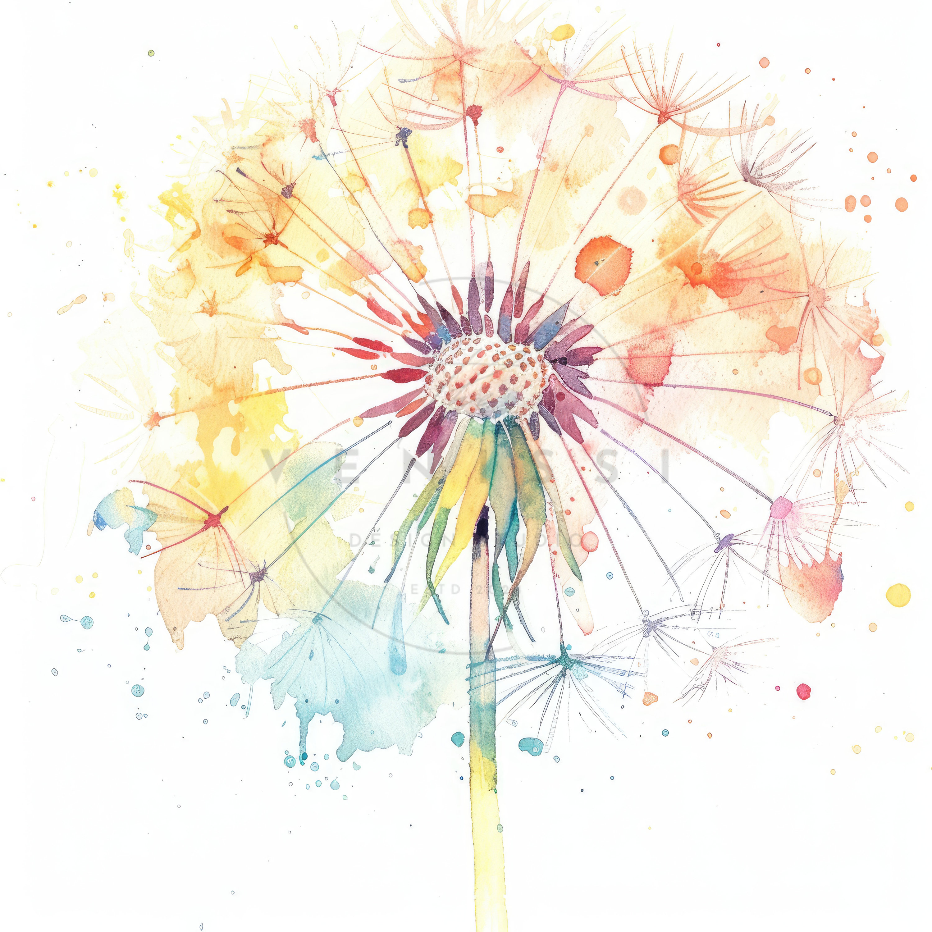 13 Watercolor Dandelion Clipart Pack, Wildflower Clip Art Set ...