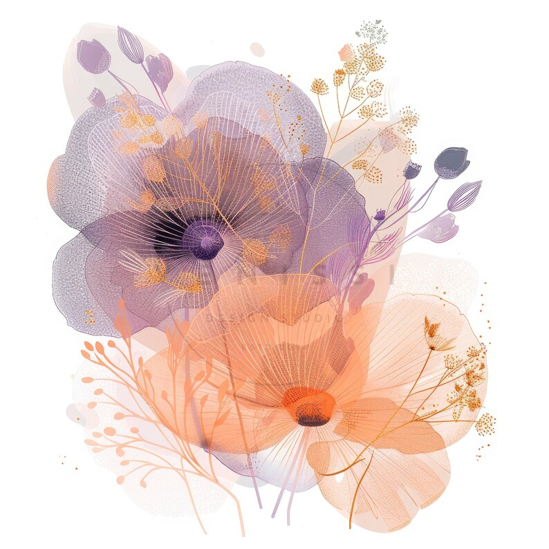 14 Watercolor Abstract Flowers Clipart Bundle, Flowers Clipart ...