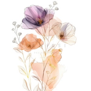 14 Watercolor Abstract Flowers Clipart Bundle, Flowers Clipart ...