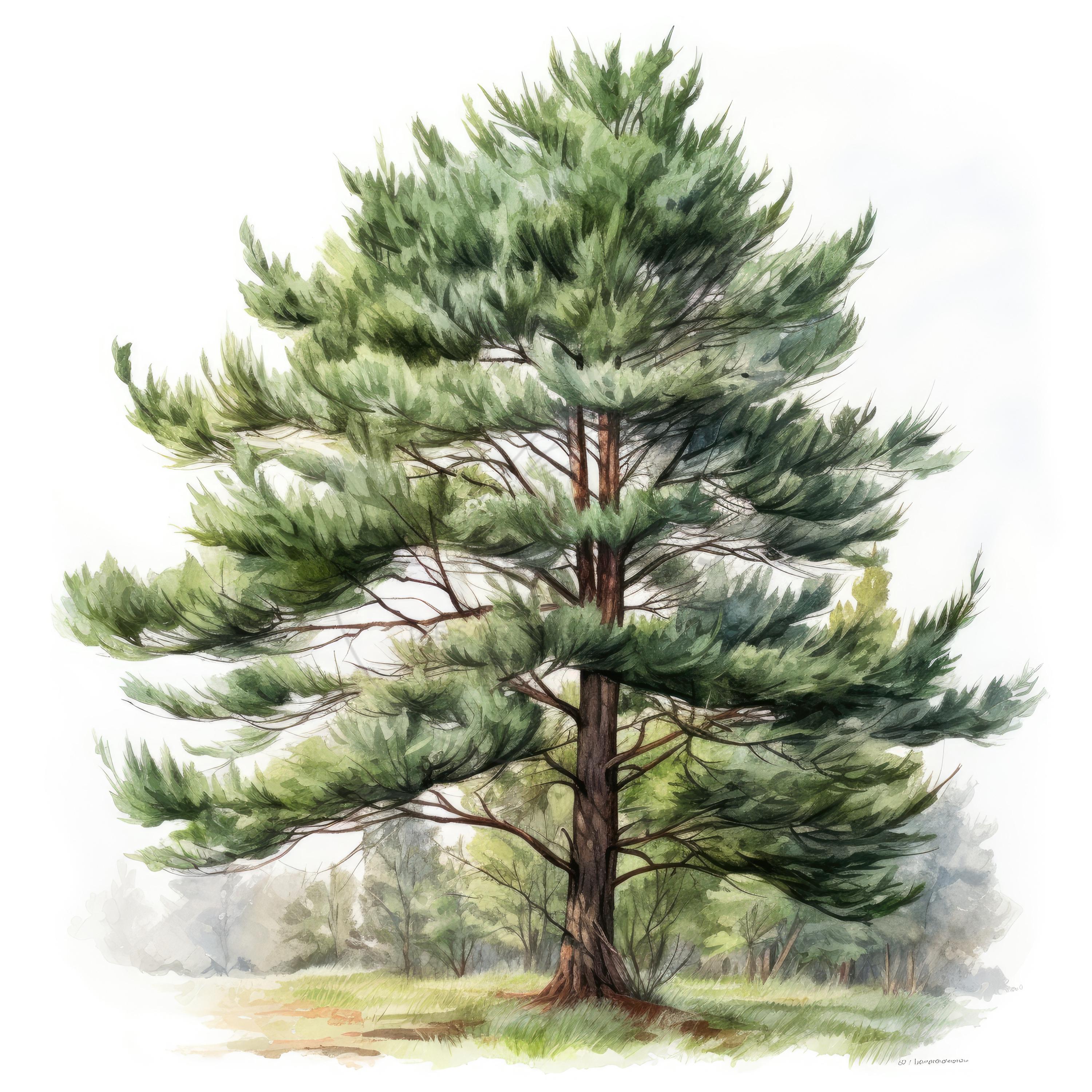 15 Pine Tree Clipart, Watercolor Forest Clip Art, Pine Tree Forest ...