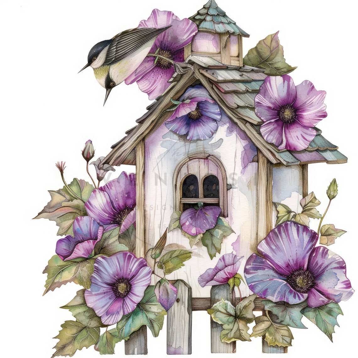 12 Vintage Bird House Clipart Pack, Watercolor Bird House Clip Art ...