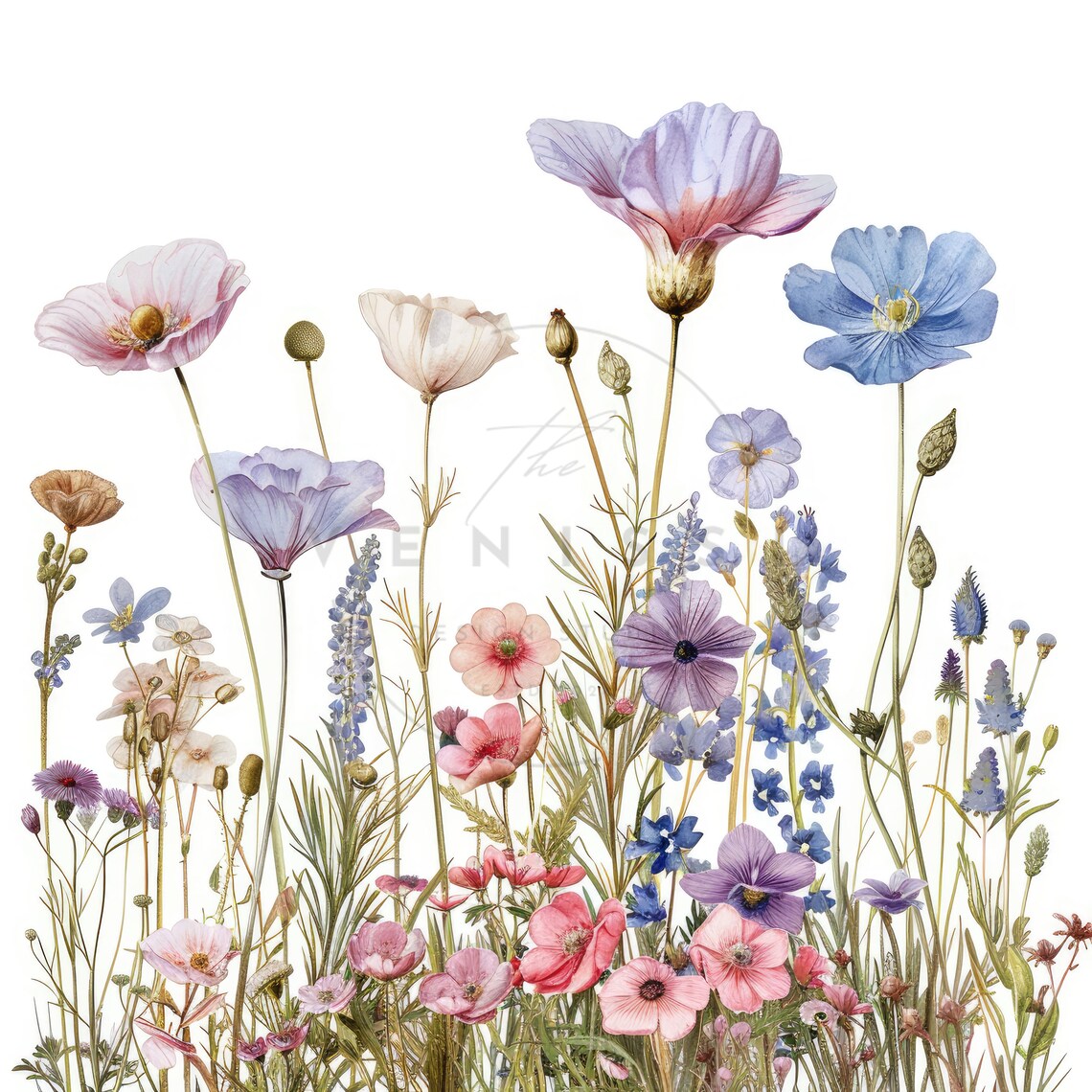 11 Vintage Wildflowers Clipart Bundle, Spring Flowers Clipart Set ...