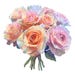 12 Pastel Roses Bouquet Clipart, Watercolor Spring Flowers Clipart ...